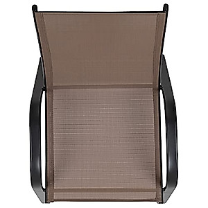 Flash Furniture 5 Pack Brazos Series Brown Outdoor Stack Chair with Flex Comfort Material and Metal Frame