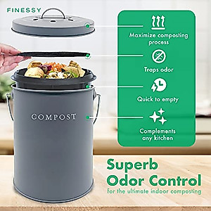 FINESSY Compost Bin Kitchen Compost Bin Countertop Compost Bin for Kitchen, 1 Gallon Compost Bucket for Kitchen Indoor Compost Bin Counter Compost Bin with Lid Food Composter Kitchen Counter Table Top
