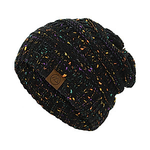 Zando Beanies Women Winter Beanie for Women Warm Hats for Women Thick Knit Beanie Hat for Women Womens Beanie Unisex Cozy Slouchy Hat Soft Girls Beanie Caps for Women Black Yarn Beanie