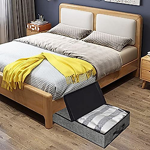 homyfort Under Bed Storage Containers Bins with Lids, Foldable Stackable Underbed Storage Boxes Organizer with 2 stury handles for Clothing, Blankets, Sweaters,sheets, Black, set of 2