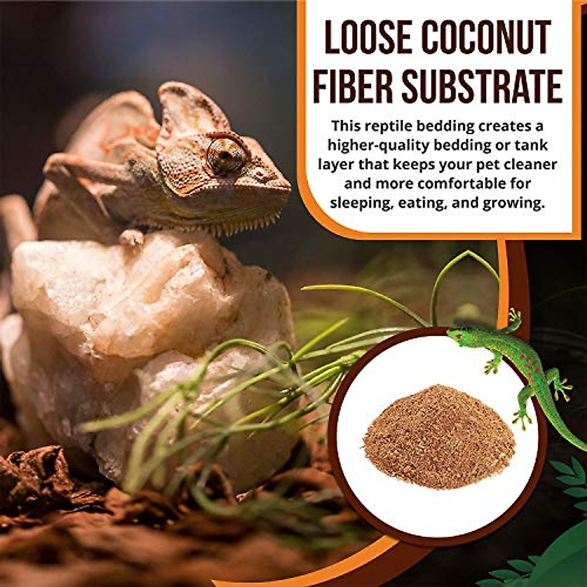 ReptiCasa Loose Coconut Substrate Husk Fibers, 10.5 Quarts Bag, Clean Natural Terrarium Bedding for Reptiles, Amphibians, or Invertebrates, Waste, Liquid and Odor Absorbent
