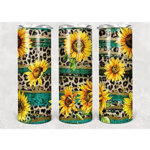 Sunflower Rustic Wood Tumbler Sublimation Transfer, Ready to Press, 20 oz Straight Tumbler, Sunflowers Transfer for Tumbler, Rustic Transfer (Straight)