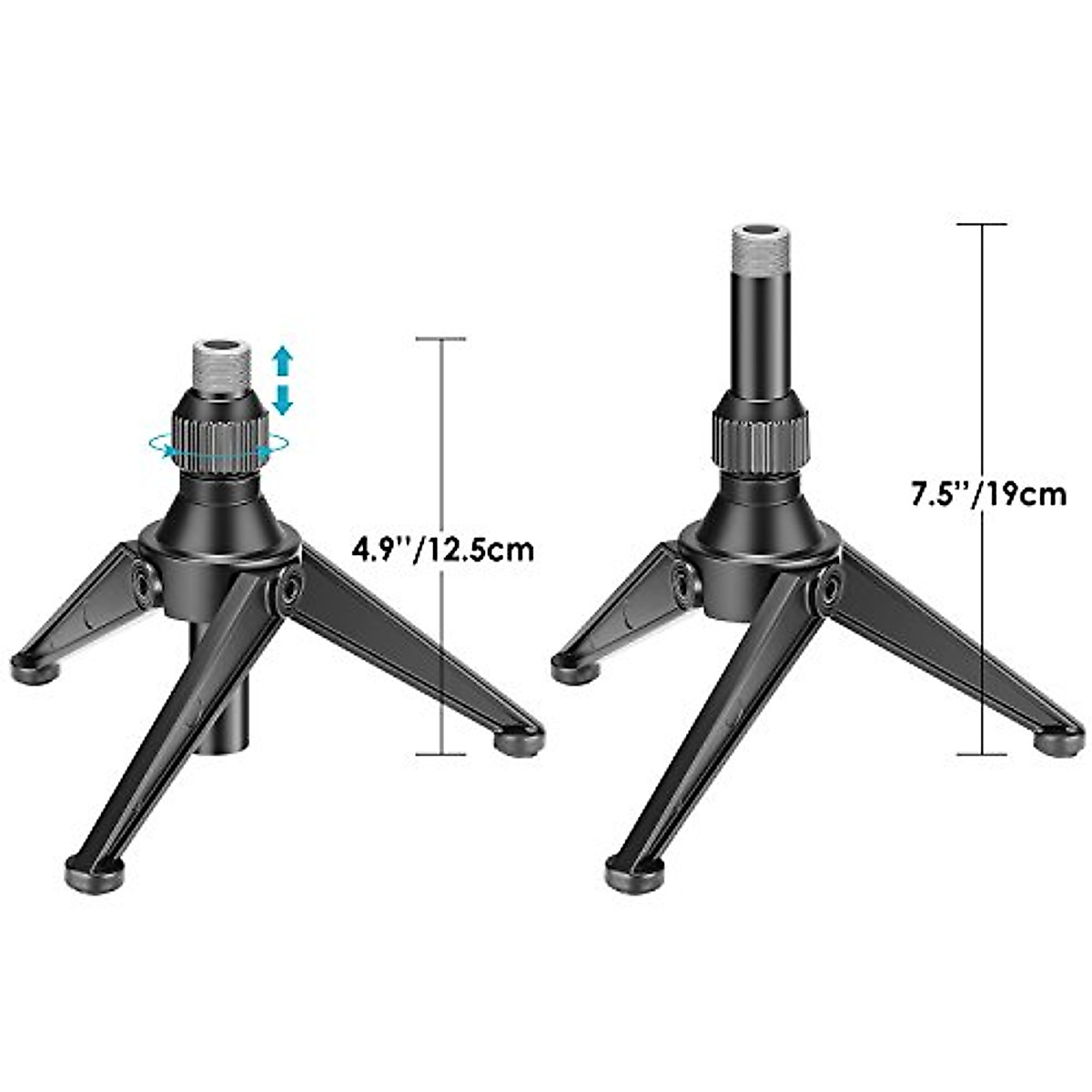 Neewer Foldable Iron Mini Desktop Microphone Tripod Stand, Adjustable Height 4.9-7.5 inches/12.5-19 centimeters for Lectures, Podcasts, Online Chat, Meeting, Screencasts and More (NW-050)