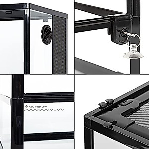 REPTI ZOO Reptile Glass Terrarium, 18" x 18" x 24" Knock-Down Reptile Habitat Tank with Double Hinge Door & Top Screen Ventilation and Side Mesh Ventilation, 30 Gallon Large Reptile Terrarium