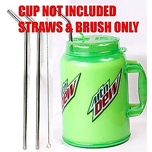 2 JUMBO 14" Stainless Steel Straws 100 oz HUGE SUPER LONG Drinking Wide Compatible With Whirley Insulated Travel Mug FOAM Truck Stop Cups