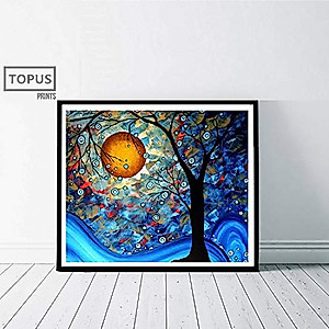 4 Packs 5D DIY Diamond Painting Set Full Drill Diamond Painting Starry Night Wall Stickers for Living Room(40X30CM/16X12inch)