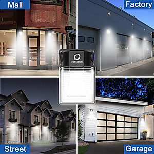 CINOTON 30W LED Wall Pack Light with Dusk to Dawn Sensor, 3600LM, 5000K Daylight [120Vac/200-300W HID/HPS Equiv.] IP65 Waterproof Outdoor Security Flood Lighting for Garage Warehouse Garden 2 Pack