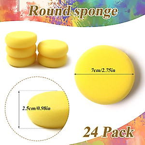 Hapy Shop 24 Pack Round Painting Sponge Synthetic Artist Sponges Ceramic Sponges for Painting, Crafts, Ceramics, Household Use and More, 2.8 Inch