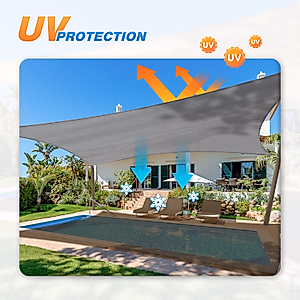 TANG Sun Shade Sail 5'x12' Light Grey Rectangle Sunshade Cloth UV Block Permeable Sail for Outdoor Patio Garden Pergola Gazebo Deck