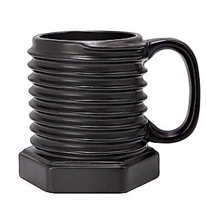 EPFamily 3D Ceramic Cool Mug Black Coffee Mugs Porcelain Attractive Day Gift Mug-Screw Cap Shape Durable Cup Gifts for Man Father Dad Grandfather Women Home Office 12 oz