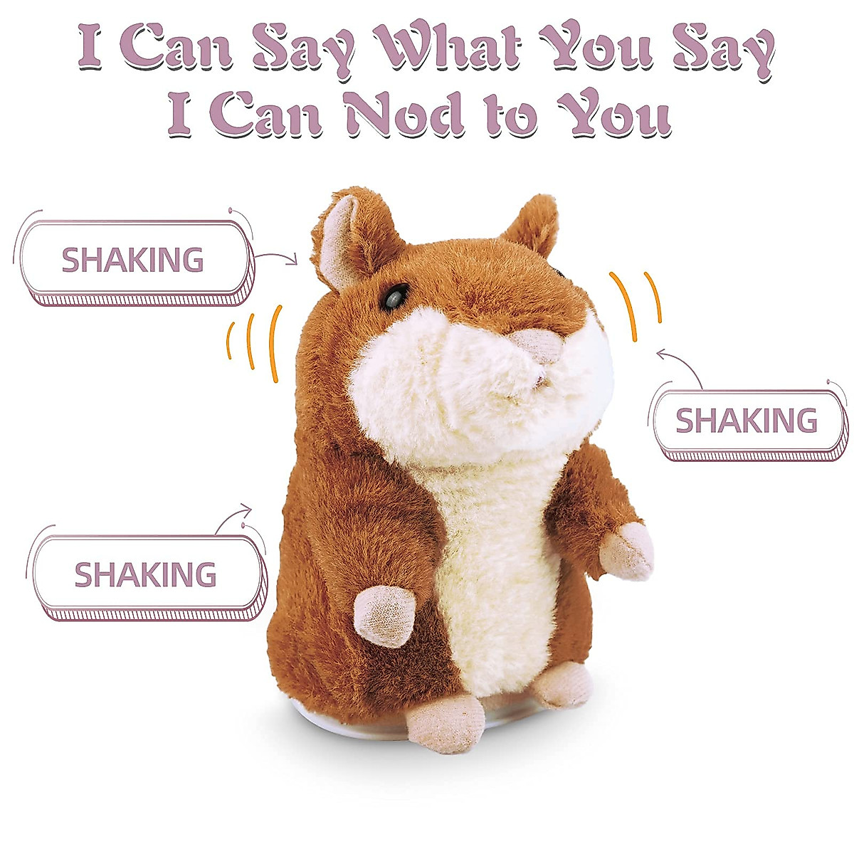 Homily Talking Hamster, Repeats What You Say Plush Animal Toy Electronic Hamster Mouse for Boys, Girls & Baby Gift