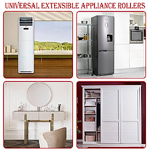 2 Pack Heavy Duty Extensible Appliance Rollers, Adjustable Washing Machine Base Washer Dryer Pedestals Wheels, Easy Sliders Appliance Movers for Refrigerators, Dishwashers, Max Load 500KG (Silver)