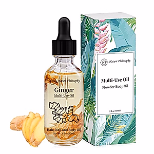 NP NATURES PHILOSOPHY Ginger Multi-Use Oil for Face, Body and Hair - Organic Plant Fragrant Essential Oil for Dry Skin, Scalp and Nails - 2 Fl Oz