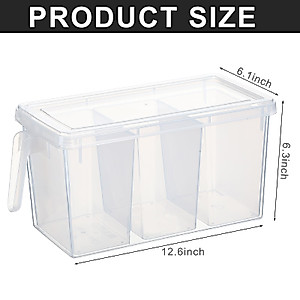 Quzzil 4 Pcs Fridge Organizer Refrigerator Organizer Bins with Lids and Handle Clear Fruit Storage Containers for Fridge Vegetable, Egg, Meat (Divided Style)