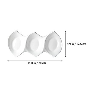 YARNOW 3 Compartment Plates 11 Inches Ceramic Serving Platter 3 Compartment Appetizer Serving Tray White Sauce Plate for Home Use Divided Serving Tray