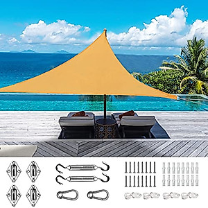 Sun Shade Sail,10'x10'x10' Triangle Sand Sail Canopy Cover with Heavy-Duty Stainless Steel Hardware Kit for Garden Patio