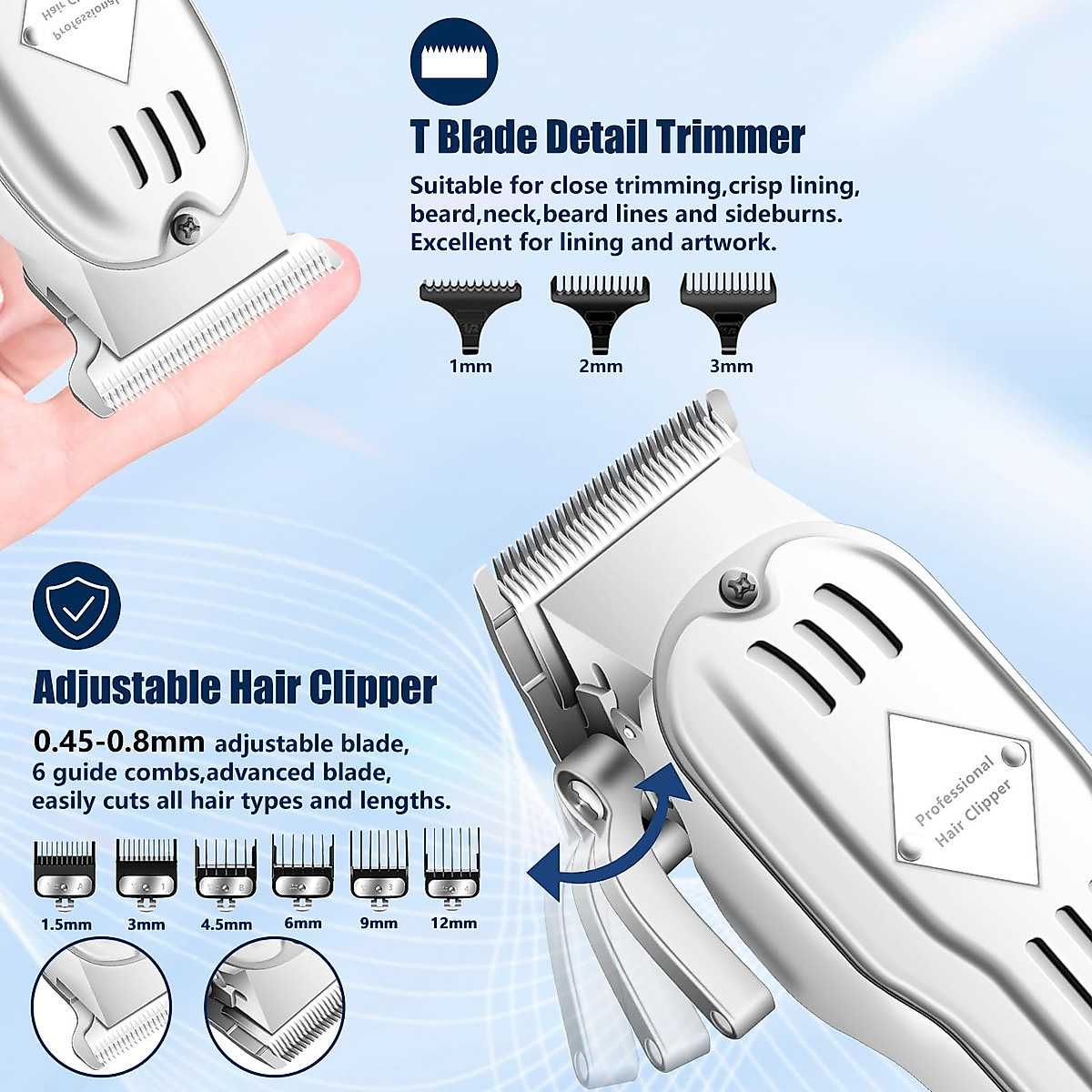 SUNNOW Hair Clippers Professional Cordless for Men, Electric Foil Shavers Razor & Beard Hair Trimmer Kit, Rechargeable Hair Cut Machines Fade Clippers Set, 3 in1 Beard Trimming Kit for Home, Barber