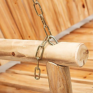 Anraja 800lbs Rustic Hanging Log Porch Swing Wood with Chains Heavy Duty 4 Ft, Lightly Toasted