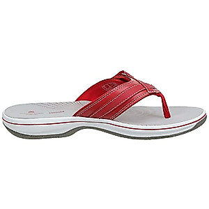 Clarks Women's Breeze Sea Flip-Flop, New Red Synthetic, 5