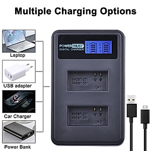 PowerTrust 3Pcs 3.7V 1600mAh AHDBT-301 Battery for GoPro Hero3 AHDBT301 AHDBT-302 AHDBT-201 Li-ion Camera Battery and LCD USB Dual Charger