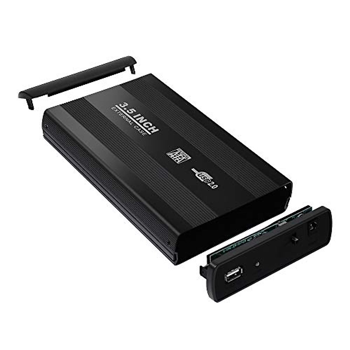 3.5 inch HDD External Case USB 2.0 to SATA External 3.5 Hard Drive Enclosure Disk for 3.5 SATA HDD External Storage Box with Aluminum Case (USB2.0-Silver)