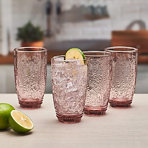 Fitz and Floyd Maddi Highball Tumbler Cups, Set of 4, Blush