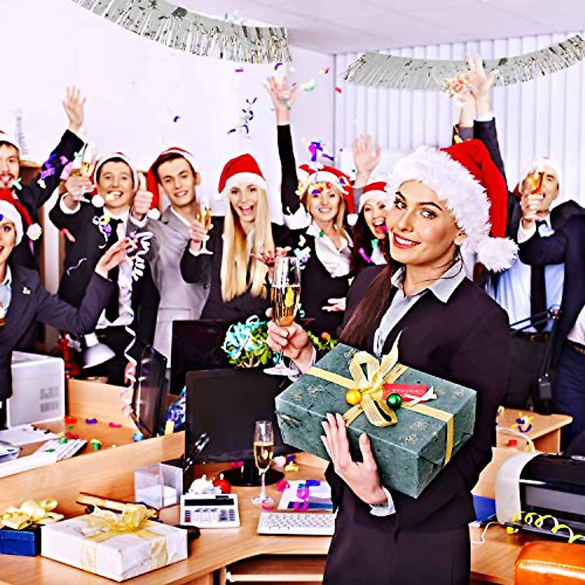 WILLBOND 6 Pieces 10 Feet Fringe Garland Foil Fringe Garland Metallic Tinsel Foil Garland Wall Hanging Fringe Banner for Wedding Birthday Parties Holiday Decorations and More (Silver)