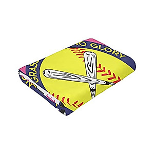 BAIVEAV Softball Blanket Throw Sport Lover Throw Plush Fleece Sherpa Bed Blanket for Kids Adults Cozy Plush Throw Soft Blanket for Couch Sofa Bedding Living Room 50"x40"