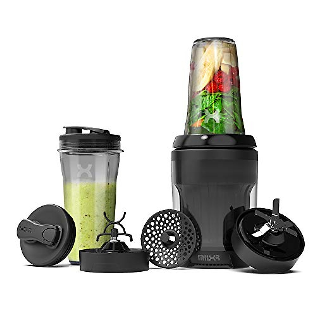 Promixx MiiXR X7 Personal Blender for Shakes and Smoothies - 8 Piece Set - with Performance Nutrition Protein Mixer X-Blade and Shaker Bottle Agitator, Smoothie Blender/Maker, Highly Efficient 700W