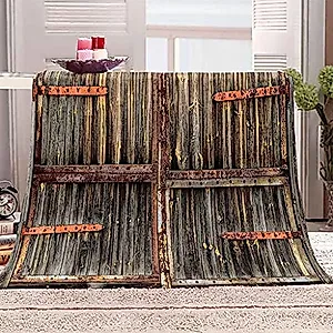 DALEM Soft Fleece Throw Blanket - Fluffy Microfiber Solid Blankets for Bed and Couch Double/Single Size - 59X79Inch Iron Wooden Door Printed Flannel Blanket for Bed, Couch and Sofa