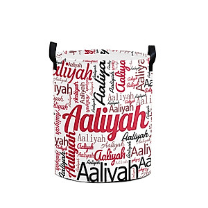 Personalized Laundry Basket Custom Name Laundry Hamper Collapsible Clothes Storage Basket With Handles Waterproof Canvas Storage Basket for Bathroom Living Room Bedroom Kids Room (Color 01)