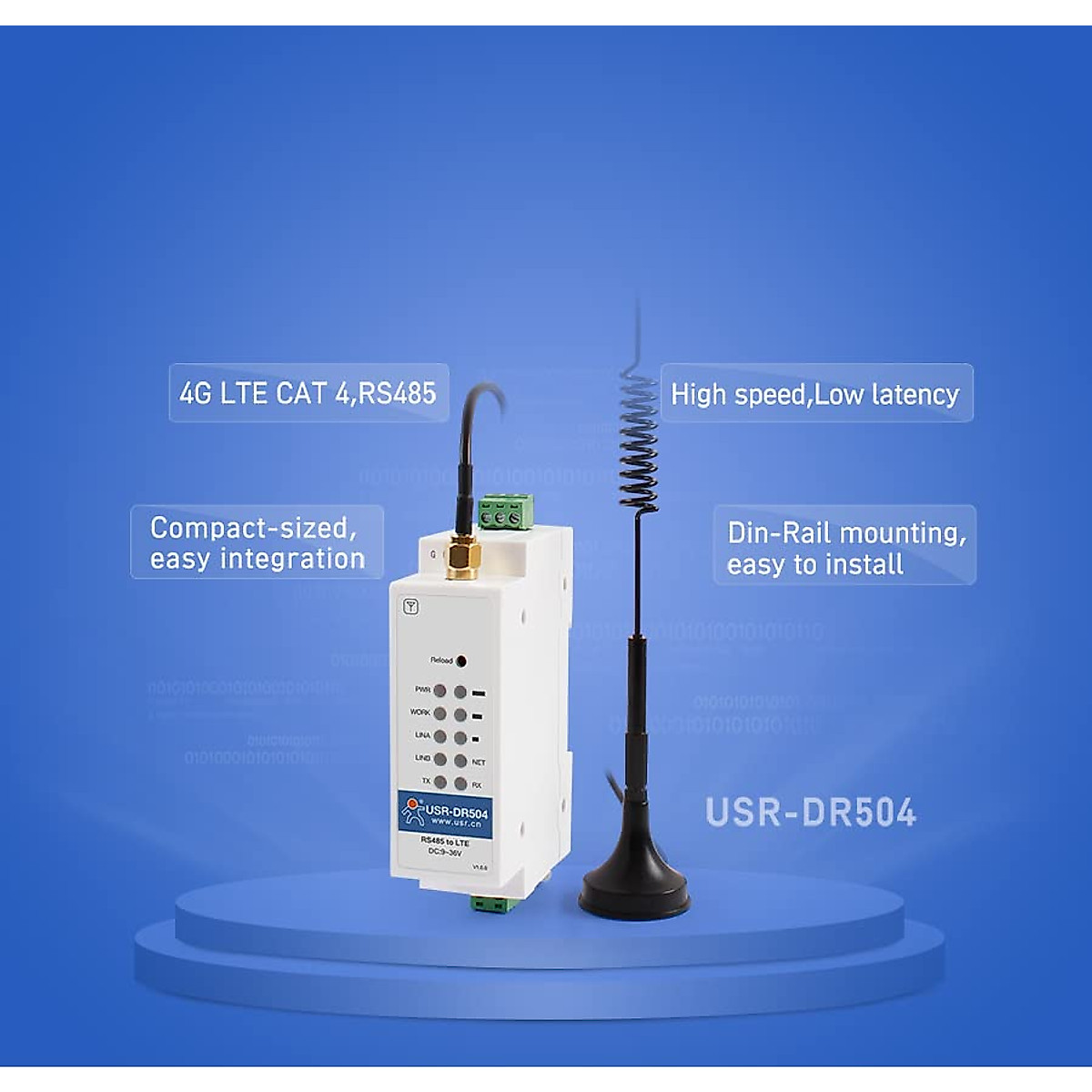 USR-DR504-G Din Rail RS485 Industrial Cellular Modems for M2M and IoT Applications X 1 Set