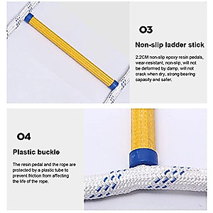 LQX Rope Ladder Emergency Escape Safety Ladder with Hooks Flame Resistant Soft Fast to Deploy, for Home Outdoor Climbing Office Buildings Playground/3M