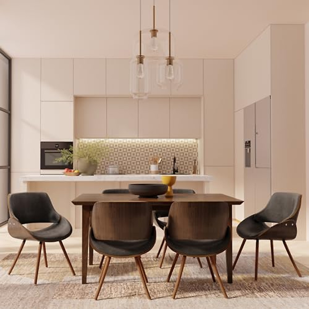 SIMPLIHOME Malden Dining Chair in Distressed Brown Vegan Leather, 22.8" W x 20.9" D x 30.9" H, Mid-Century Modern Wood Back Chair for Dining Room