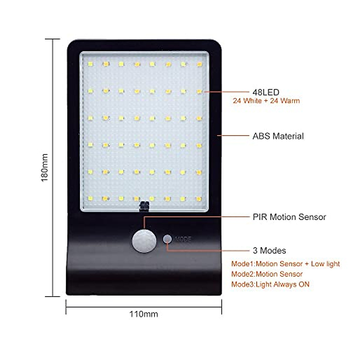 ZeZhen LED Light Bulbs 2pcs Upgraded 48leds Solar Light PIR Motion Sensor with Controller Waterproof IP65 LED Solar Lamp for Outdoor Garden Wall Street LED Light Bulb (Color : C8)