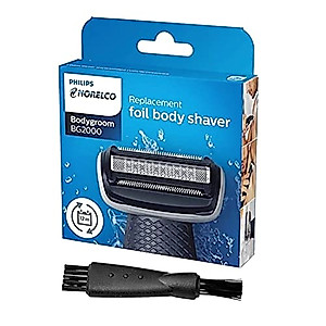 Philips Norelco BG2000 Replacement Shaving Head/Foil for Bodygroom Range BG2020 to BG2030 with Shaver Cleaning Brush