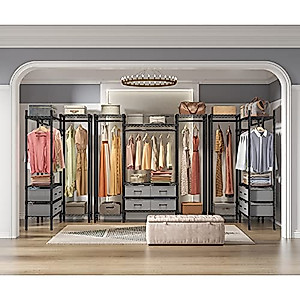 VIPEK V20 Wire Garment Rack Heavy Duty Clothes Rack, Metal Clothing Rack with 6 Shelves, 3 Hang Rods & 4 Fabric Drawers, Compact Freestanding Closet Wardrobe, 56.7" L x 14.6" W x 70.9" H, Black