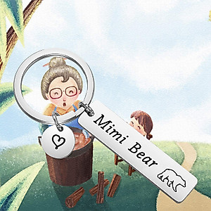 LQRI Grandma Bear Jewelry Nana Gigi Mimi Grammy Bear Keychain Family Grandmother Jewelry for Nana Gift Gigi Gift Mimi Gift Grandma Gift (mimi)