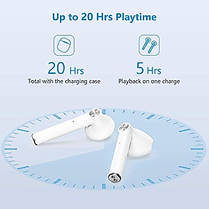 Wireless Earbuds, HSPRO Bluetooth Earbuds Touch Control in-Ear True Wireless Bluetooth Headphones, 20 Hrs Playtime with Charging Case, Hi-Fi Stereo Earbuds with Built-in Mic for Sports Work, White
