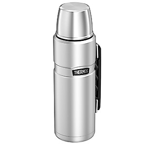THERMOS Stainless King Vacuum-Insulated Beverage Bottle, 40 Ounce, Matte Steel and Food Jar Bundle