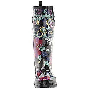 Sakroots Women's Rhythm Rain Boot, Black Flower Power, 8
