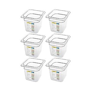 Carlisle FoodService Products StorPlus Plastic 1/6 Food Pan with Integrated Label For Restaurants, 2.5 Quarts, Clear
