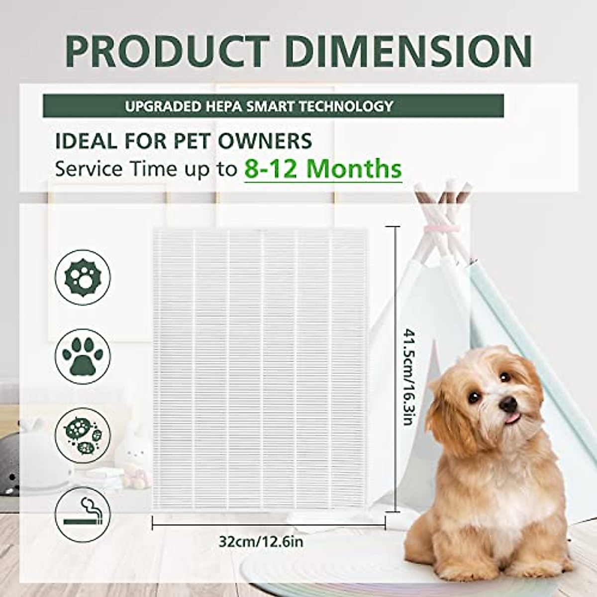 5500-2 Air Purifier Filter Replacement For Winix, 116130 Replacement Filter H Compatible with Winix 5500-2 and AM80 Air Purifier, 4 Pack HEPA Filter Only