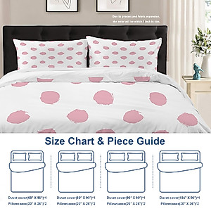 Batmerry Abstract Polka Dot Twin Size 3 Pieces Bedding Comforter Cover Sets,Soft Fluffy Black White Circle Pink Uneven Pattern Printed Duvet Cover for All Season