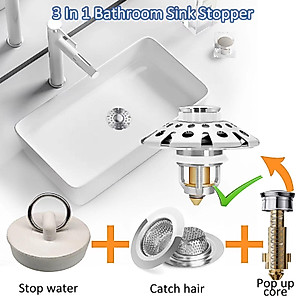 AzWzz Bathroom Sink Stopper,Sink Hair Catcher,Bathroom Sink Drain Strainer Pop Up Drain Cover Plug,Universal for 1.1 to 1.65in Sink Drain Hole