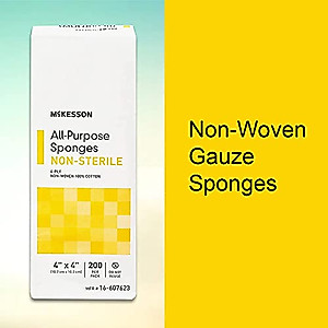 McKesson All Purpose Sponges, Non-Sterile, 4-Ply, 100% Cotton, 2 in x 2 in, 200 Per Pack, 1 Pack
