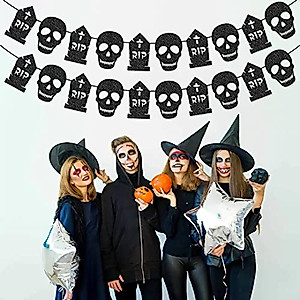 Skull and Tombstone Garland Banner for Death to My 20s Birthday Party Decorations Gothic Bachelorette Party Gothic Wedding Decorations