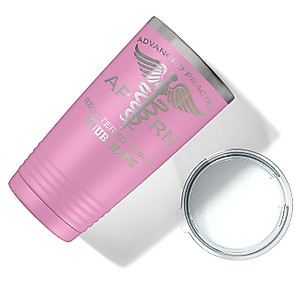 Personalized APRN Advanced Practice Registered Nurse Gift on Blush 20 oz Stainless Steel Tumbler with Lid - Insulated Cup - Custom Travel Mug