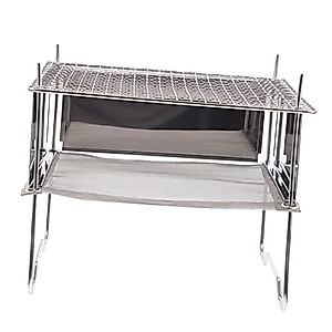 SECFOU 1 Set for Park Camping Duty Kabob Barbecue Hibachi Portable Garden Cooking Tabletop Stainless Outdoor Kabab Heavy- Charcoal Beach Backyard Patio Steel Burning Firepit Folding