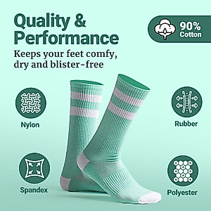 Love Classic, Mint, Medium-Large, Light Weight Compression Athletic Crew Socks for Women